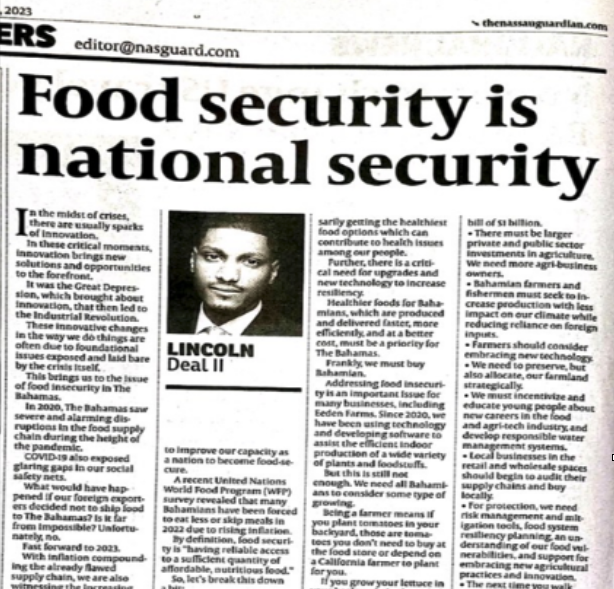 Food Security is National Security – Agri-Culture